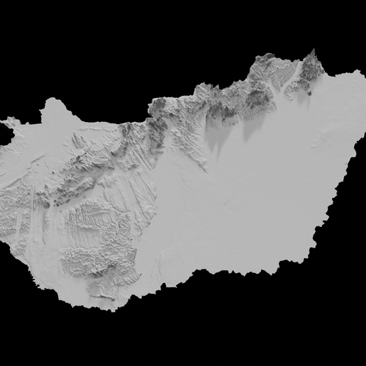 🗺️ Topographic Map of Hungary – 3D Terrain・ 3D File for 3D printing・Cults