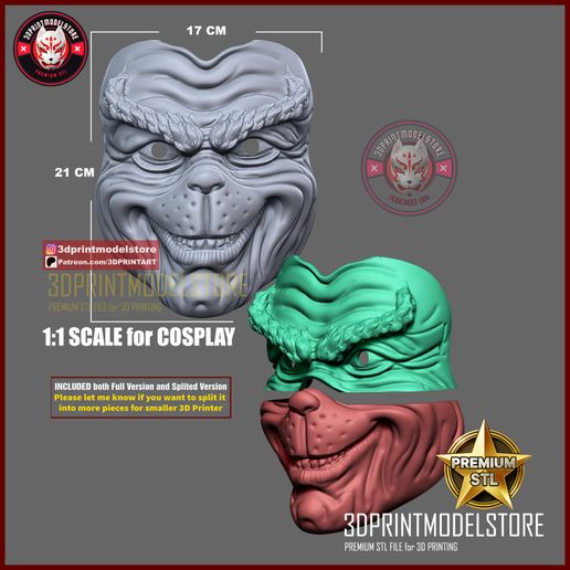 🎄 The Grinch Mask - Christmas Cosplay Props・ 3D File for 3D printing・Cults