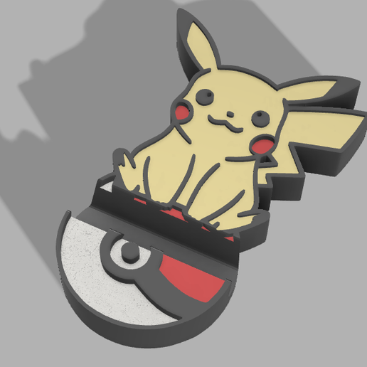 🐉 PIKACHU POKEMON CELL PHONE HOLDER・Archivo STL para Impresión 3D・Cults