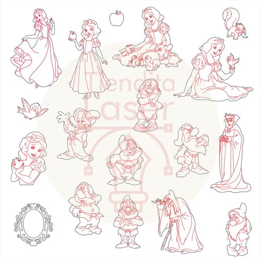🌨️ Snow White - Vectors for laser cutting・ 3D File for CNC machining ...