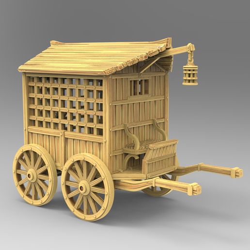 🪵 wooden Prison Carriage – Captive’s Cage on Wheels・ 3D File for 3D ...