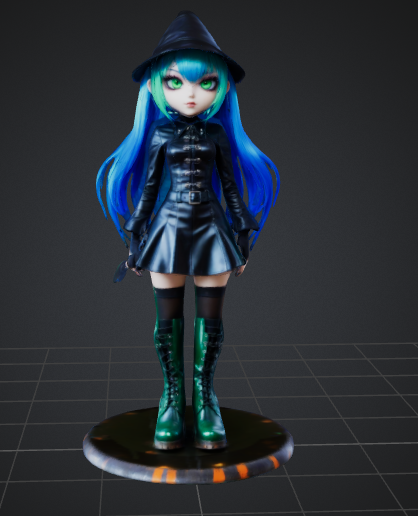 3D file Gothic Witch Anime Girl on Halloween Base" 🌙🖤 ・Model to ...