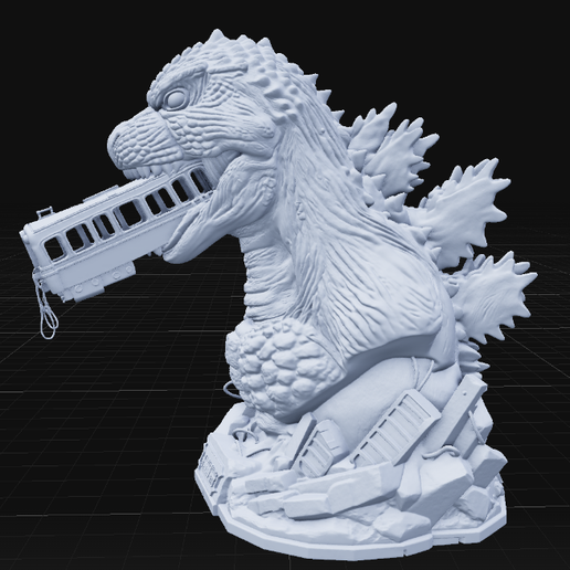 🚆 Godzilla inspired statue eating subway train・ STL File for 3D ...