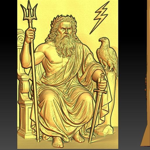 👼 Zeus CNC Relief Model・ STL File for 3D printing・Cults