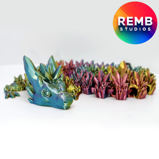 🔮 Articulated Crystal Dragon | Flexi Crystal Dragon・ STL File for 3D ...