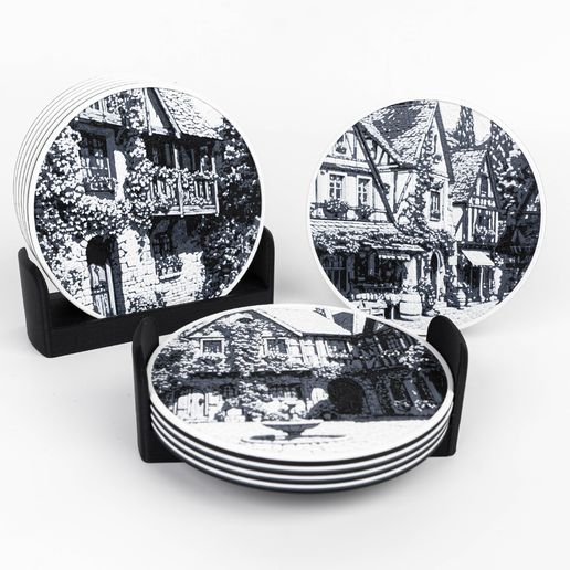 STL file Medieval Town Coasters 🍹 (3MF)・3D printer model to download・Cults