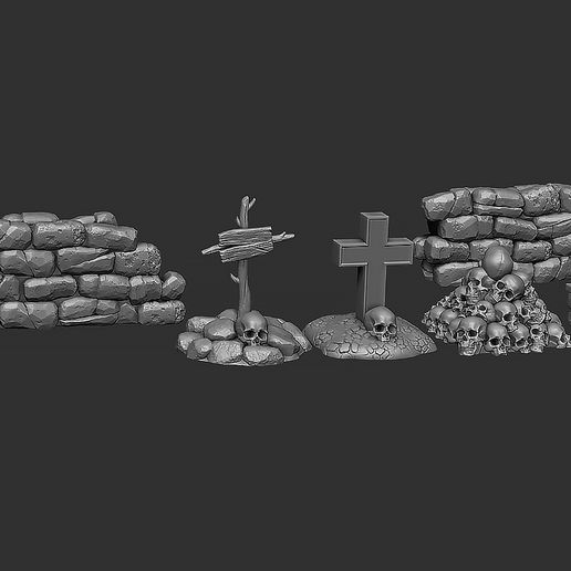 💀 Skeleton set terrains, walls and graves・ 3D File for ・Cults