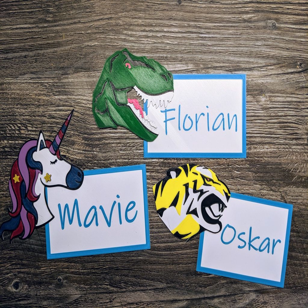 Free 3D file Tiger Name Tag - multicolor singleextruder・3D printing ...