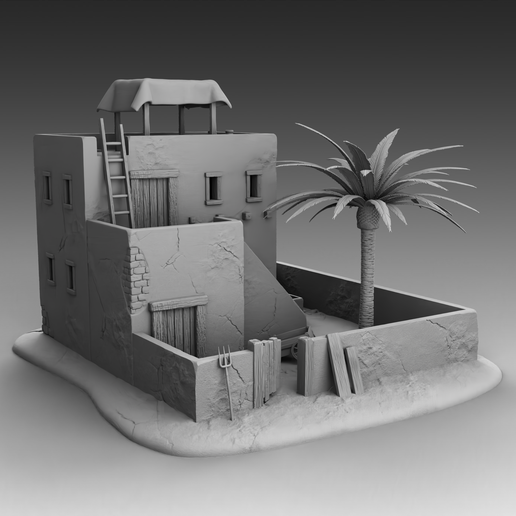 Archivo STL Arquitectura egipcia - Casa de columnas de dos plantas 🏘️ ...