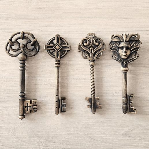 3D printing Set of 4 fantasy ancient keys • made with Voron 2.4・Cults