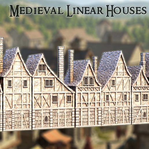 🏘️ Medieval Linear Houses 28 mm Tabletop Terrain・ STL File for 3D ...