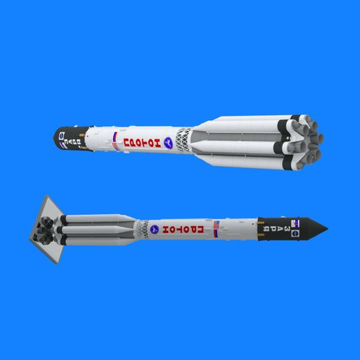 🚀 82 cm 1:72 Proton rocket with Zarya module scale model kit・ STL File ...