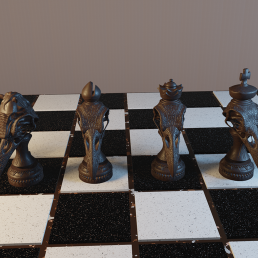♟️ Chess Set Coven Crow Raven Skull・ 3D File for 3D printing・Cults