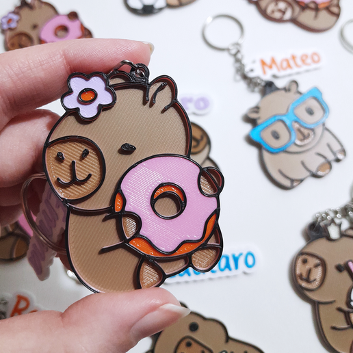 🍩 CAPIBARA CARPINCHO CON DONA LLAVERO SOUVENIR・Archivo STL para ...