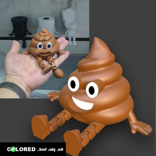 👌 Poop, Flexi poop, 3d poop, poop emoji・ STL File for 3D printing・Cults