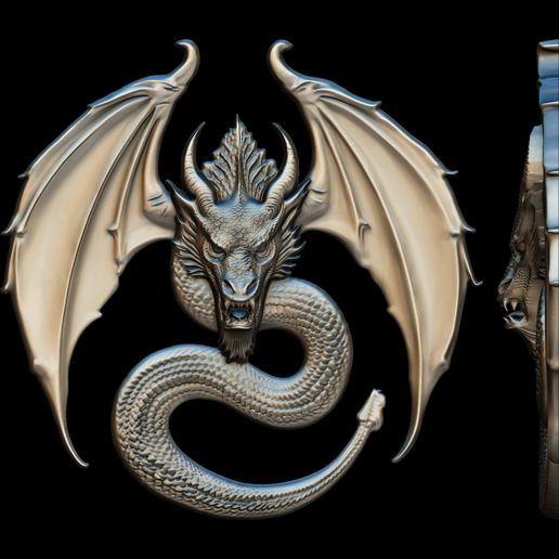STL file Dragon Head Relief No9 3D print model 🐉 (OBJ)・3D print object ...