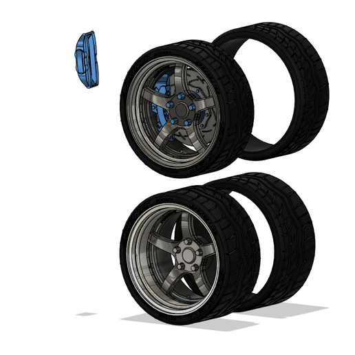 3D file Work Emotion T5R Wheel/Tire/BBK Set 1/24 🛞 ・3D printing model ...