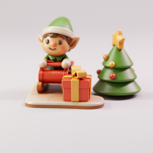 🧝 ELF IN SLED - Christmas Scene・ STL File for 3D printing・Cults