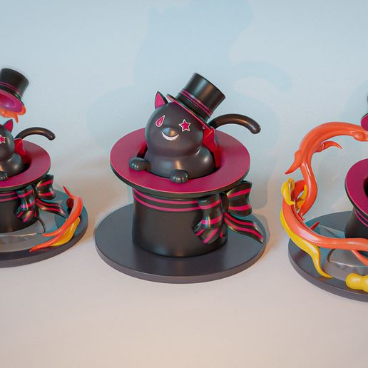 🎩 Lyney's hat cat fanart figurine・ 3D File for ・Cults