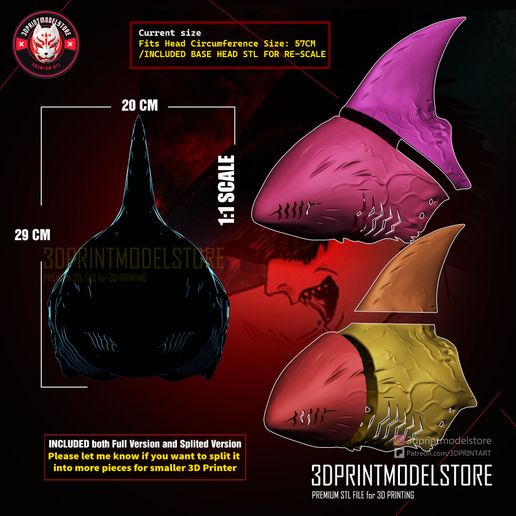 🪚 Beam Mask Chainsaw Man Cosplay Anime・ 3D File for 3D printing・Cults