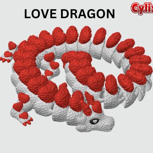 ️‍🔥 Love Dragon, Articulated Flexi Valentine Dragon, Print In Place・ 3D ...