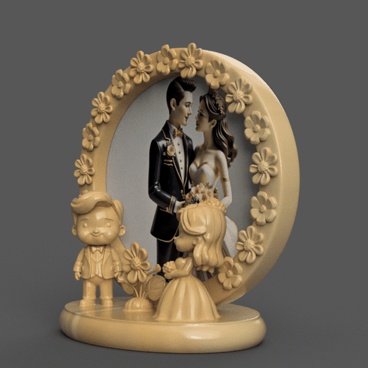 STL file Wedding Couple 3D Frame – Romantic STL for Decoration Gifts 💒 ...