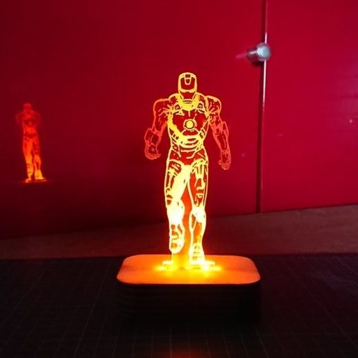 👨 Iron Man Acrylic 3D LED Night Lamp・ SVG File for CNC machining ...