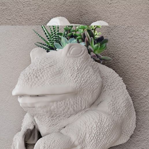 🐂 Bull frog head wall mount planter STL・ STL File for 3D printing・Cults