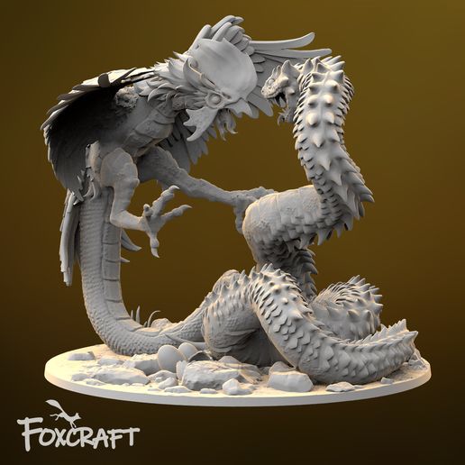 STL file Basilisk vs Great Cockatrice 👹 ・3D print design to download・Cults
