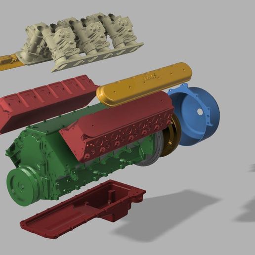 👽 1/1 scale v12 engine with carbs・ STL File for 3D printing・Cults