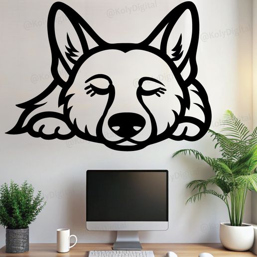 😴 Siberian Husky sleeping face wall art・ STL File for 3D printing・Cults