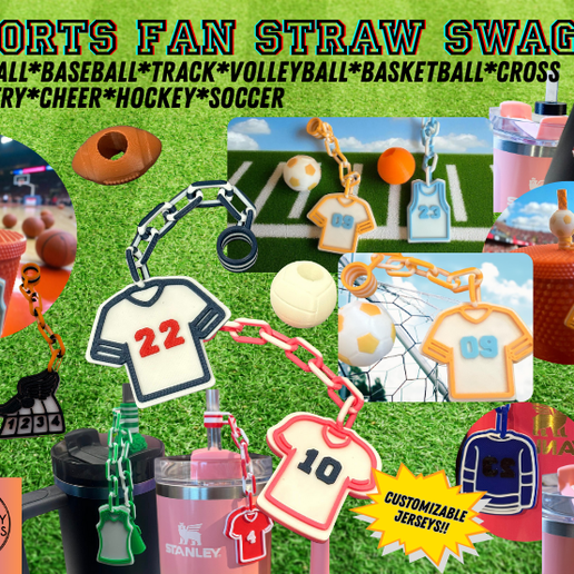 🏀 Sports Fan Straw Swag HUGE Collection・ 3D File for 3D printing・Cults