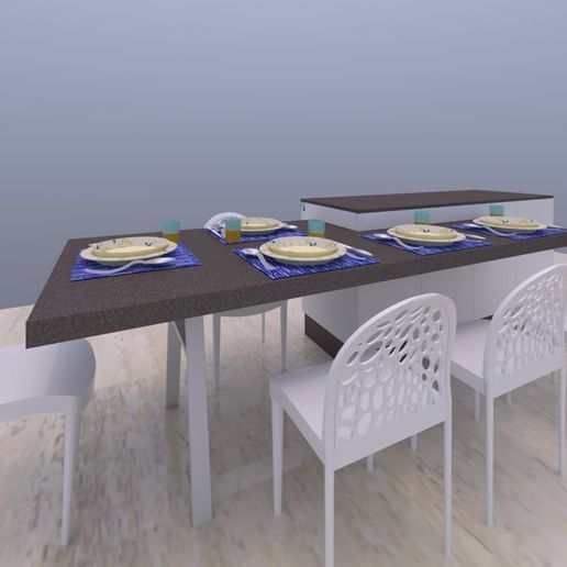 arquivo 3D Dining Table Kitchen Integrated 🔪 ・Modelo para download e ...