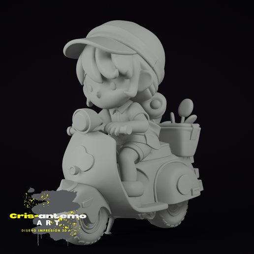 🛵 Chibi Style Girl on Motorbike - 3D Printable Figure・ STL File for 3D ...