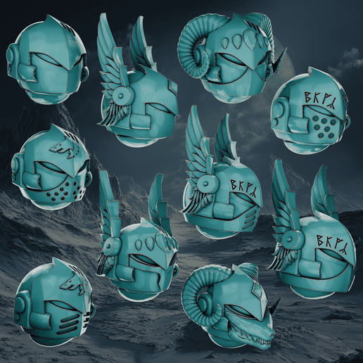 🛰 Interstellar Soldiers - Crusader Pattern Helmets - Space Vikings・ 3D ...