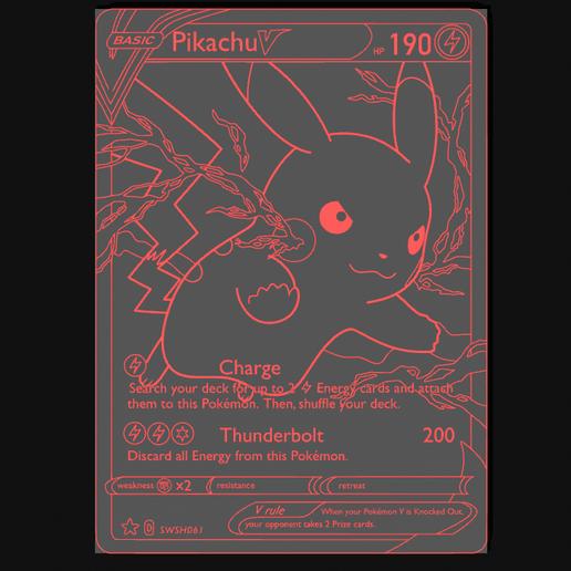 🐉 PICACHU POKEMON CARD・Fichier STL pour Impression 3D et Usinage CNC ...