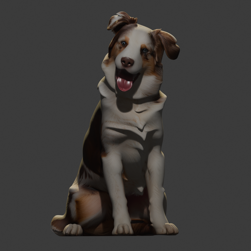 🐕 Australian Shepherd Dog Sitting・Free STL File for 3D printing・Cults