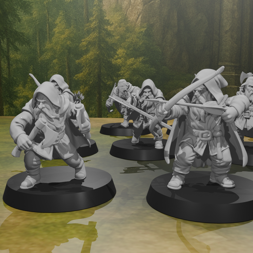 🎲 Dwarven Scouts – Miniature Set・ STL File for 3D printing・Cults