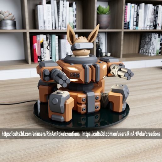 🐉 POKEMON - eevee mecha tank (EASY PRINT NO SUPPORT)・ STL File for ・Cults