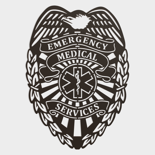 3D file Badge EMS II - 2D/3D Wall Art STL+SVG+DXL+PNG For CNC Router ...