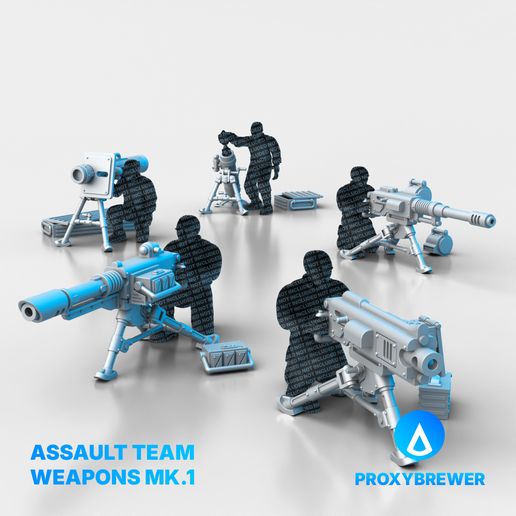 🔫 Assault Team Weapons Mk.1・ 3D File for 3D printing・Cults