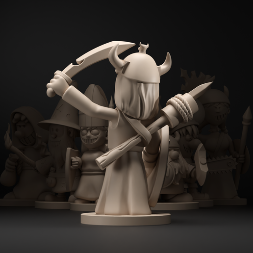 ♀️ Munchkin Miniature #07 – Female Warrior・ STL File for 3D printing・Cults