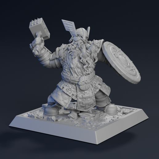 🎲 Dwarven Warrior Captain Miniature | STL | 28mm, 32mm, 54mm, 75mm ...