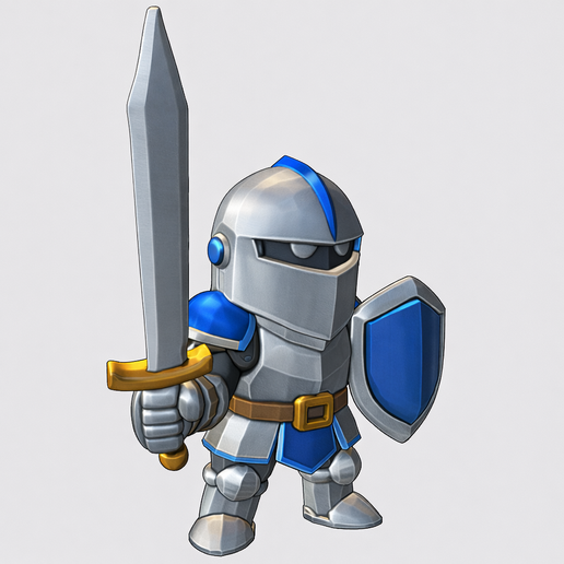 🗡️ Chibi Knight with Sword and Shield・ STL File for 3D printing・Cults