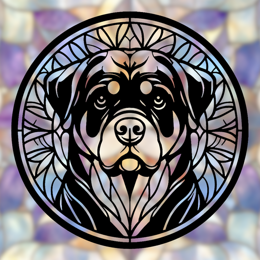 🎨 Rottweiler Mandala Art - 2D STL for 3D Printing (Stained Glass Style ...