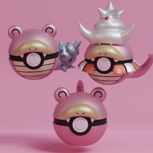 STL file Pokemon Slowpoke Slowbro Slowking Pokeball 🐉 ・3D printing idea ...
