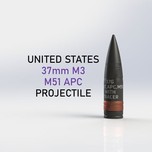 🔫 WW2 United States 37mm M51 APC Projectile・ 3D File for 3D printing・Cults