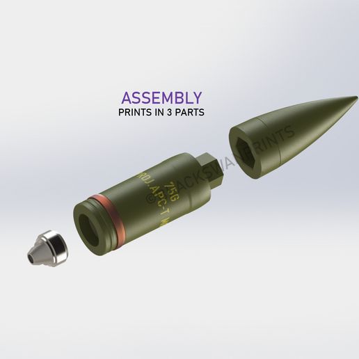 🐚 WW2 United States Sherman 75mm M61 AP Projectile・ 3D File for 3D ...