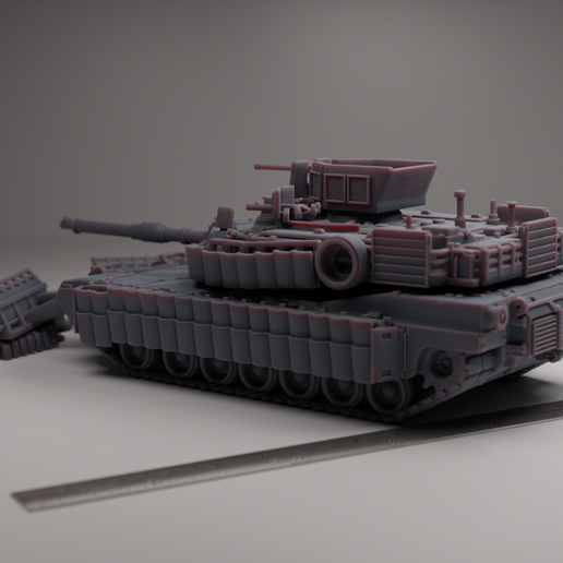 🪖 M1A2 Abrams with Mine Plow and Tusk 3 armour・ STL File for ・Cults