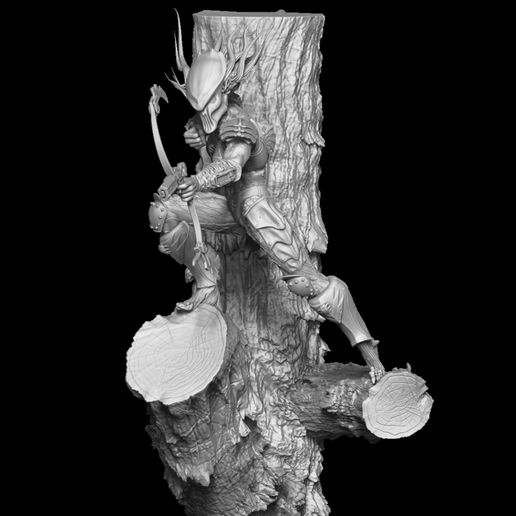 ♀️ Female Predator hunting from Tree・ STL File for 3D printing・Cults